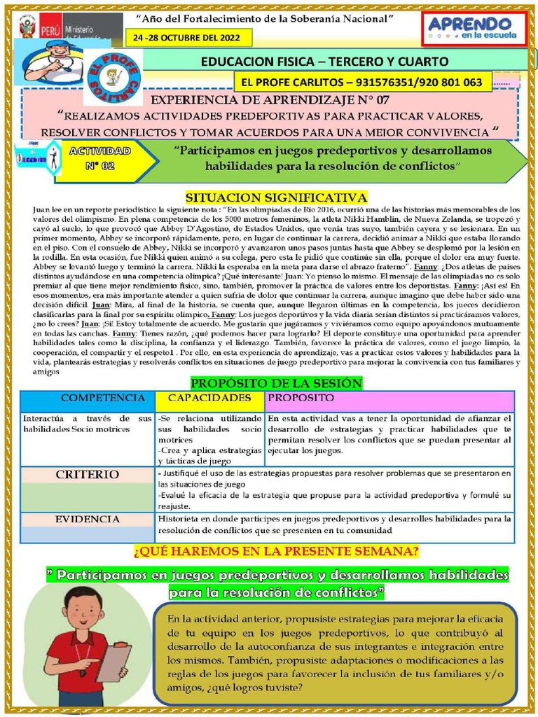 EDUCACIÓN FÍSICA 3°y4° - SEM.2-EDA7 - Archivos JOSEPH PONCE | PDF