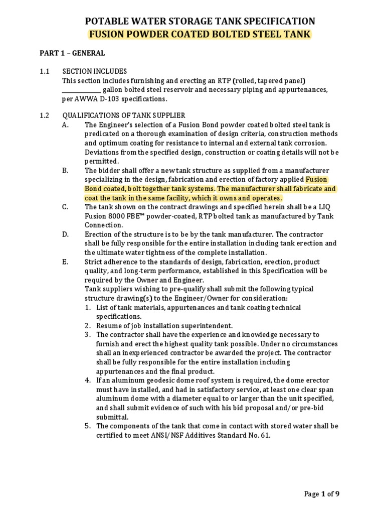 Awwa d103 Potable | PDF | Screw | Pipe (Fluid Conveyance)