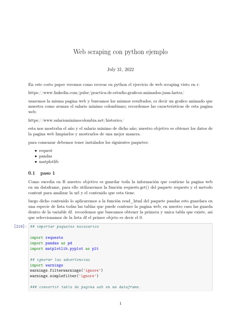Web Scraping Con Python Ejemplo | PDF | Red mundial | Internet y web