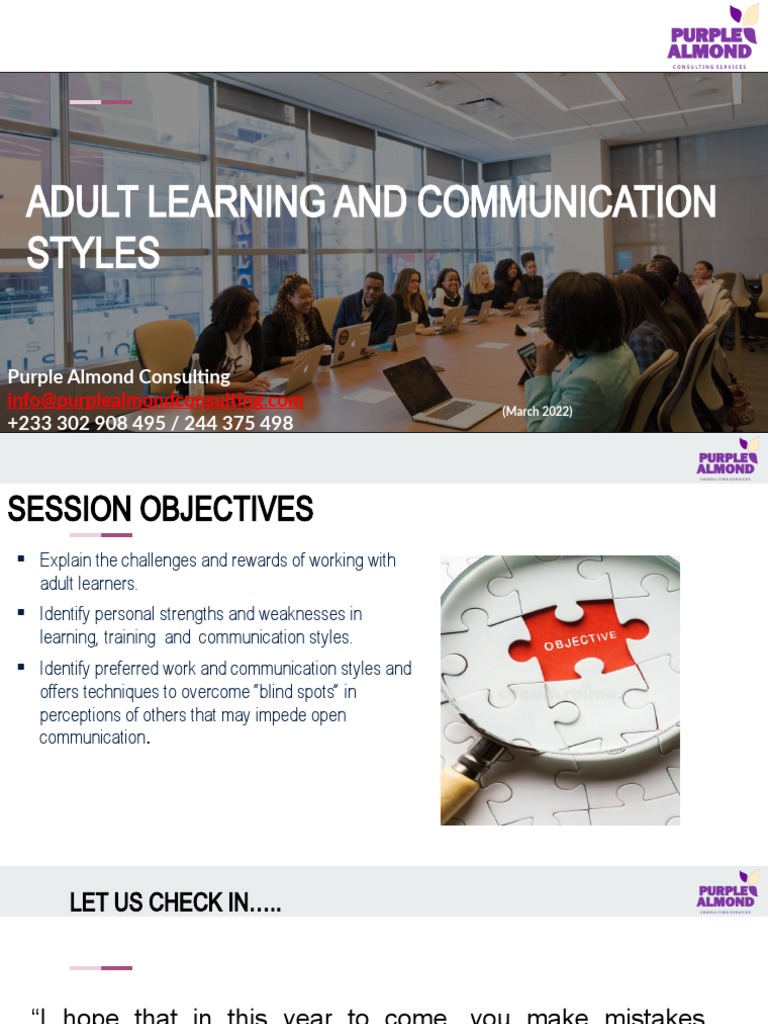 Session 2 - Adult Learning | PDF | Learning | Communication