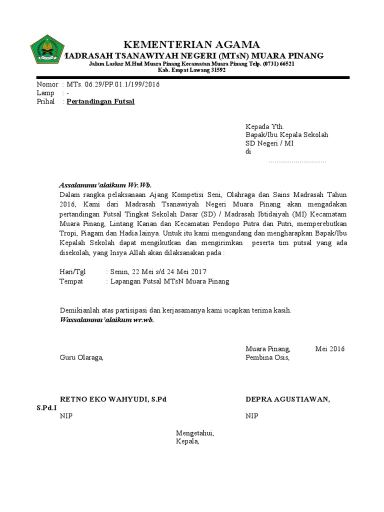 Undangan Pertandingan Futsal | PDF