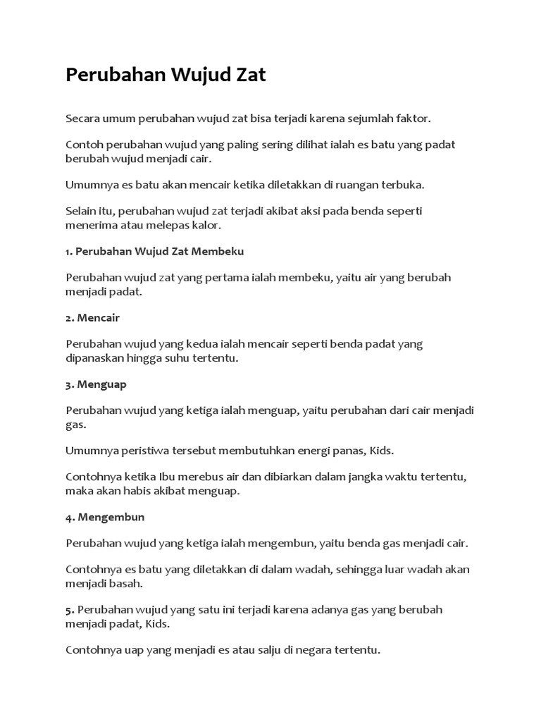 Perubahan Wujud Zat | PDF