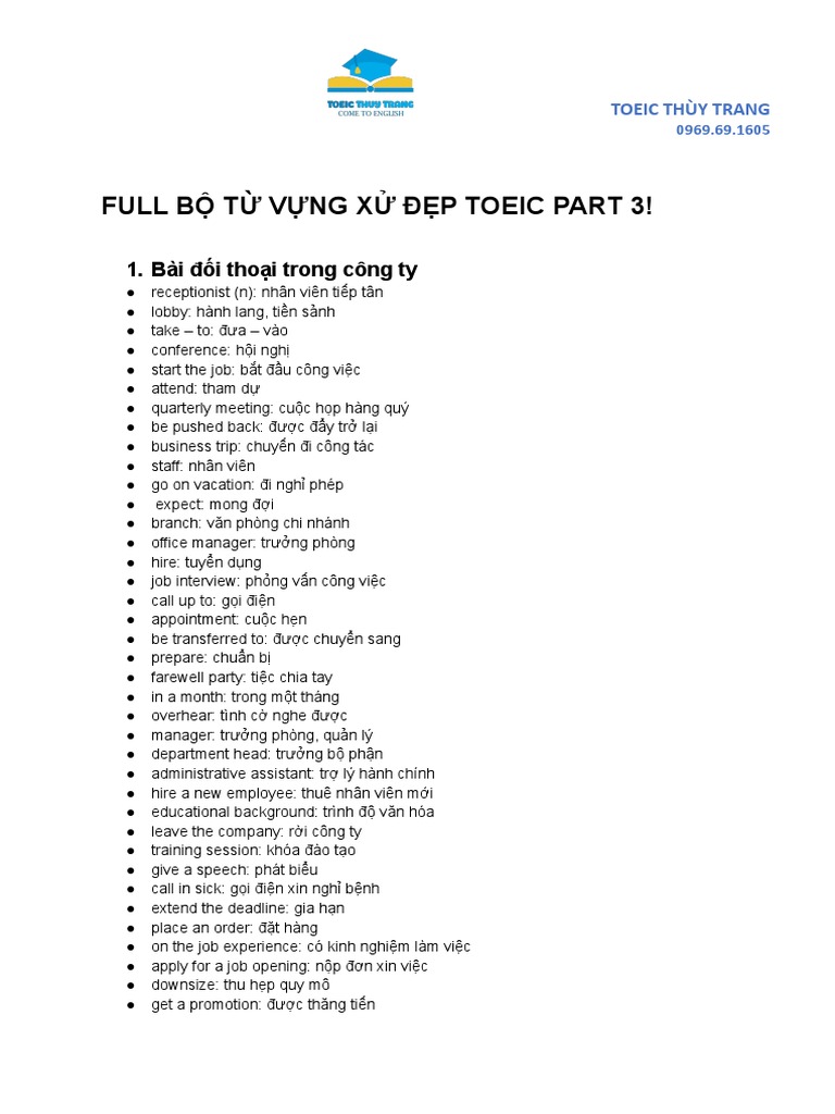 T V NG Part 3 Toeic | PDF