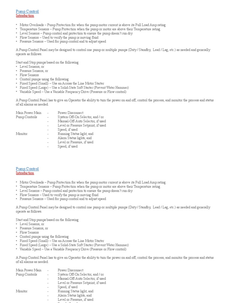 Pump Control | PDF | Pump | Flow Measurement