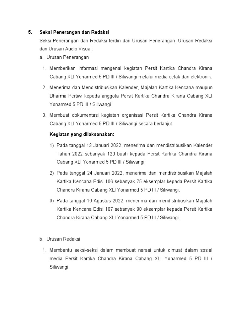 seksi penerangan dan redaksi persit | PDF