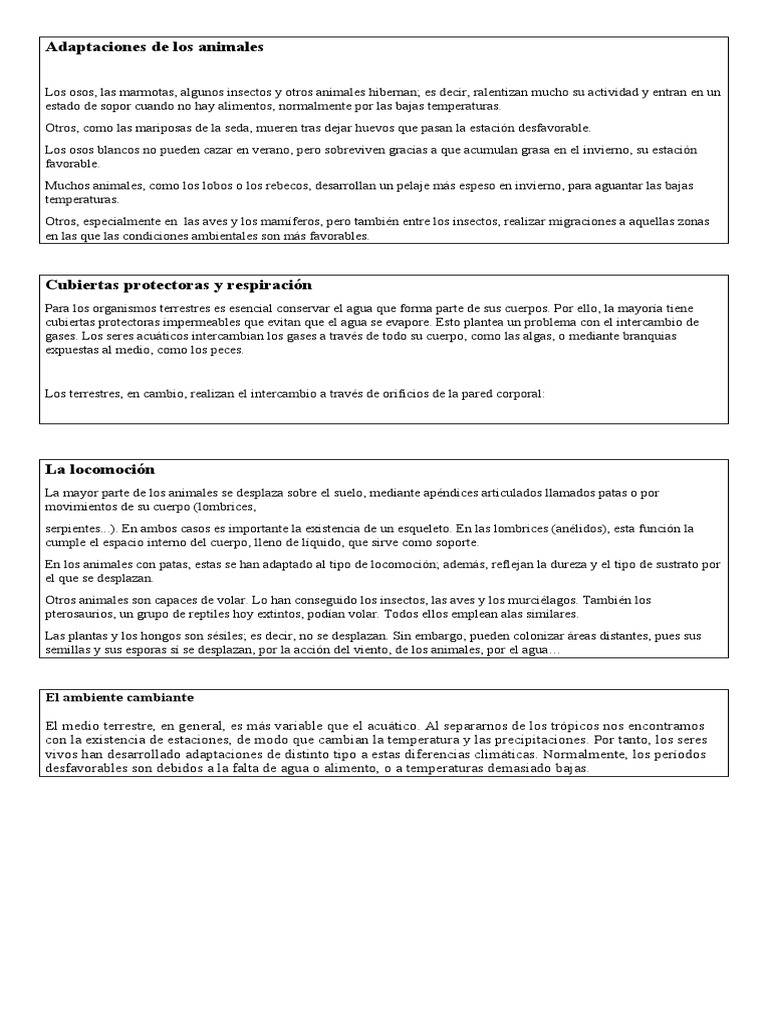 Adaptaciones de Los Animales | PDF | Insectos | Agua