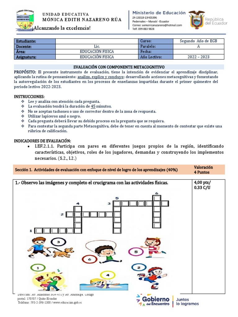 Examen Quimestral - Eeff | PDF | Evaluación | Prueba (evaluación)