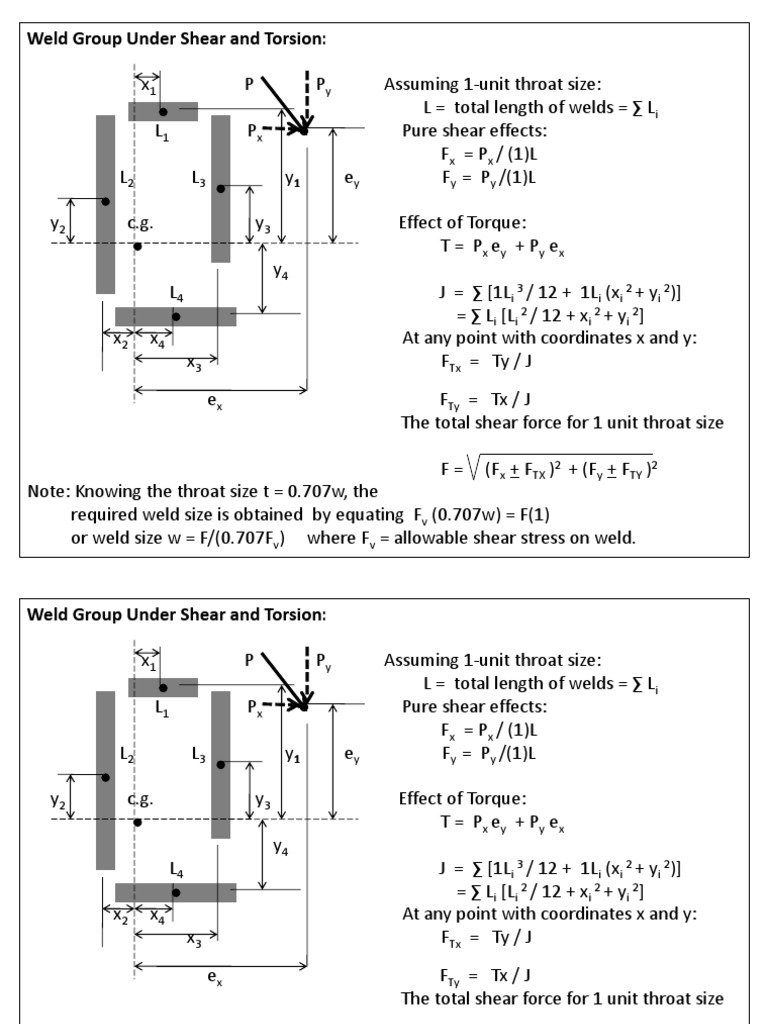 Weld Group Under Shear and Torsion | PDF | Mechanical Engineering ...
