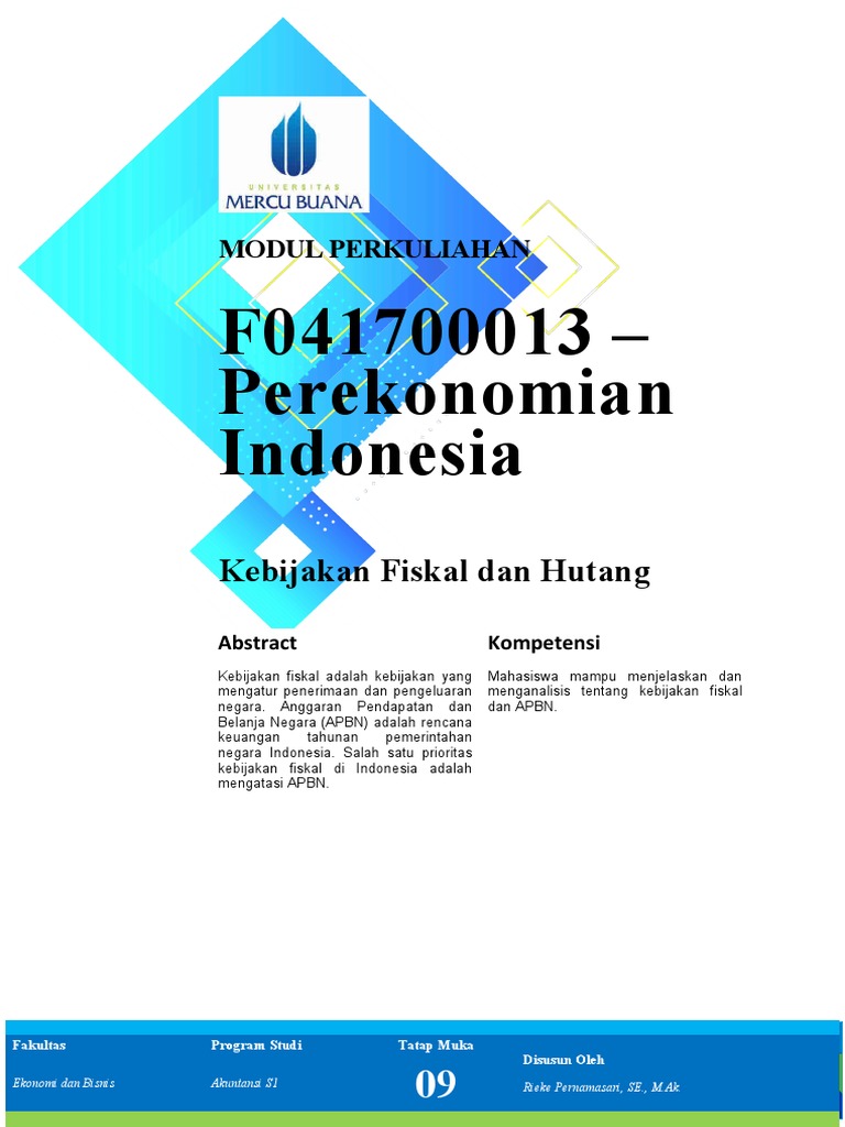 Modul 09 - Konsep Kebijakan Fiskal Dan Hutang | PDF | Bisnis | Pengelolaan Keuangan & Uang