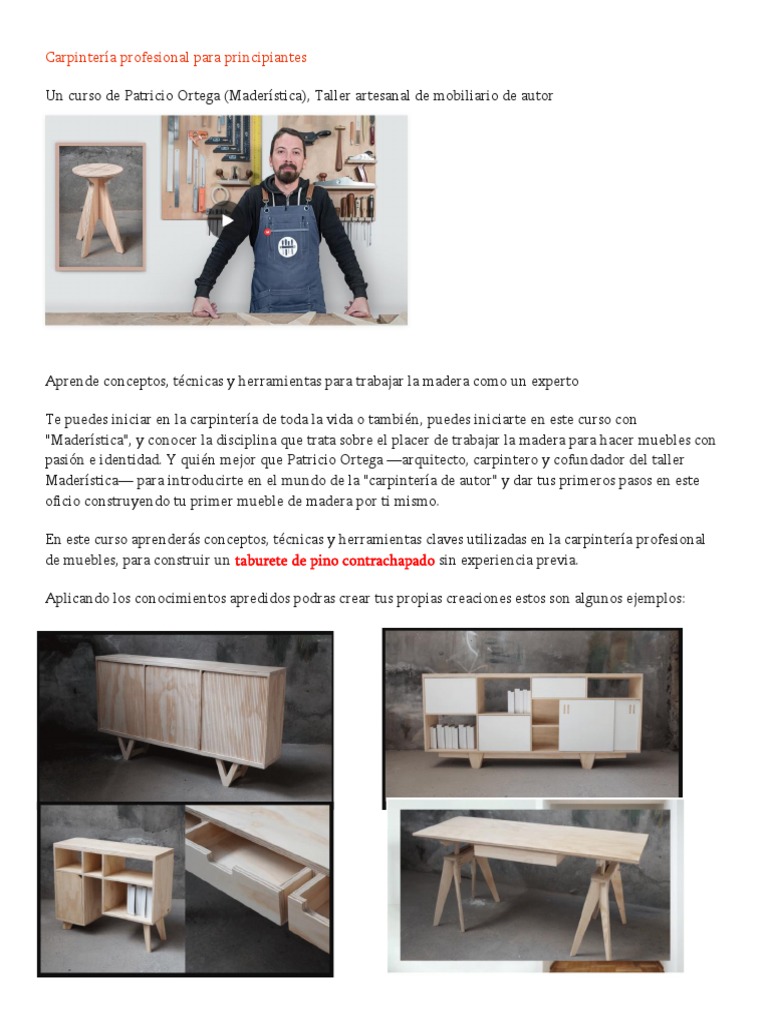 INTRODUCCION Curso Domestica Carpinteria | PDF | Carpintería | Mueble
