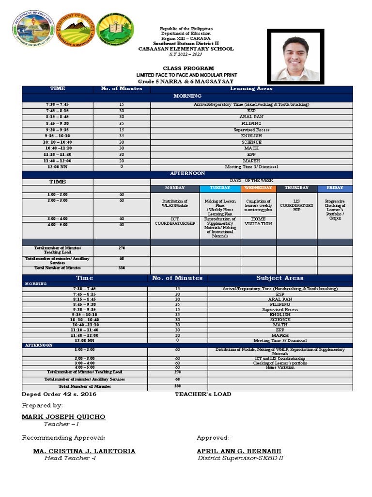 OFFICIAL Kindergarten Class Program 2022 2023 Facetoface | PDF ...