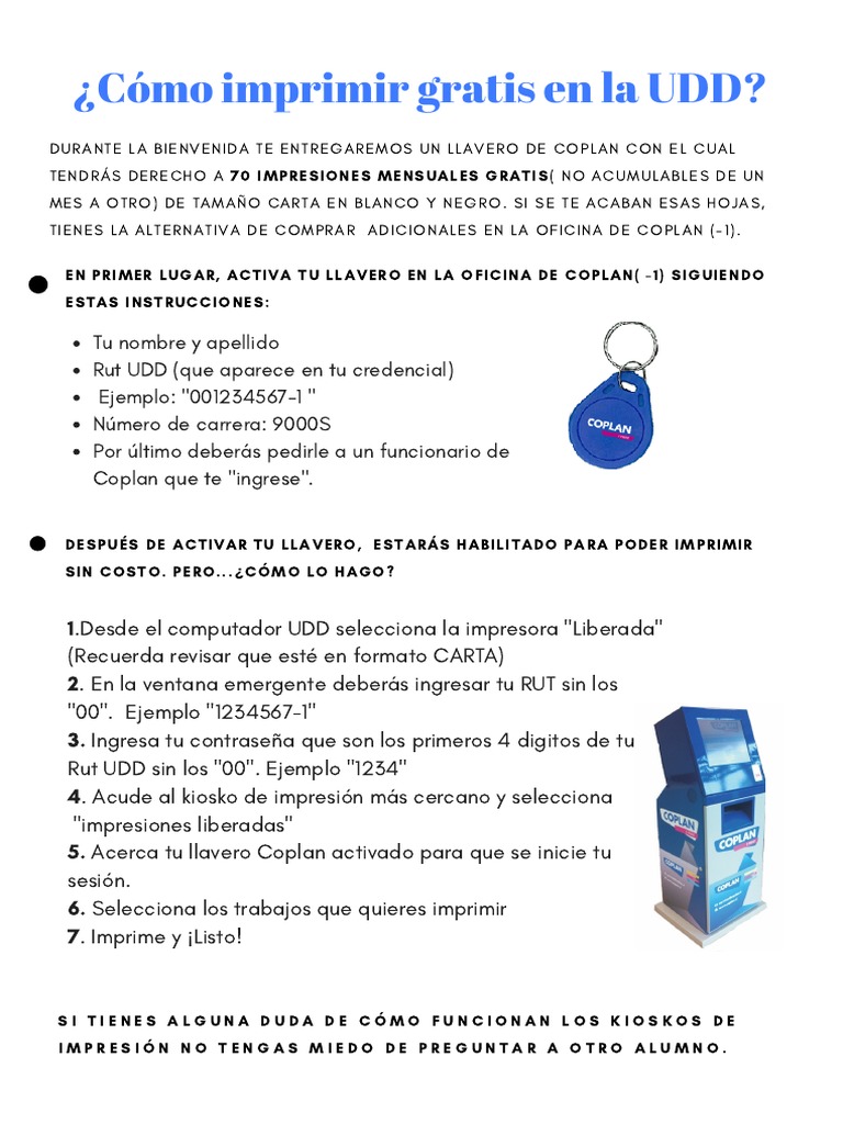 Cómo Imprimir Gratis en UDD con Coplan | PDF | Finanzas y dinero