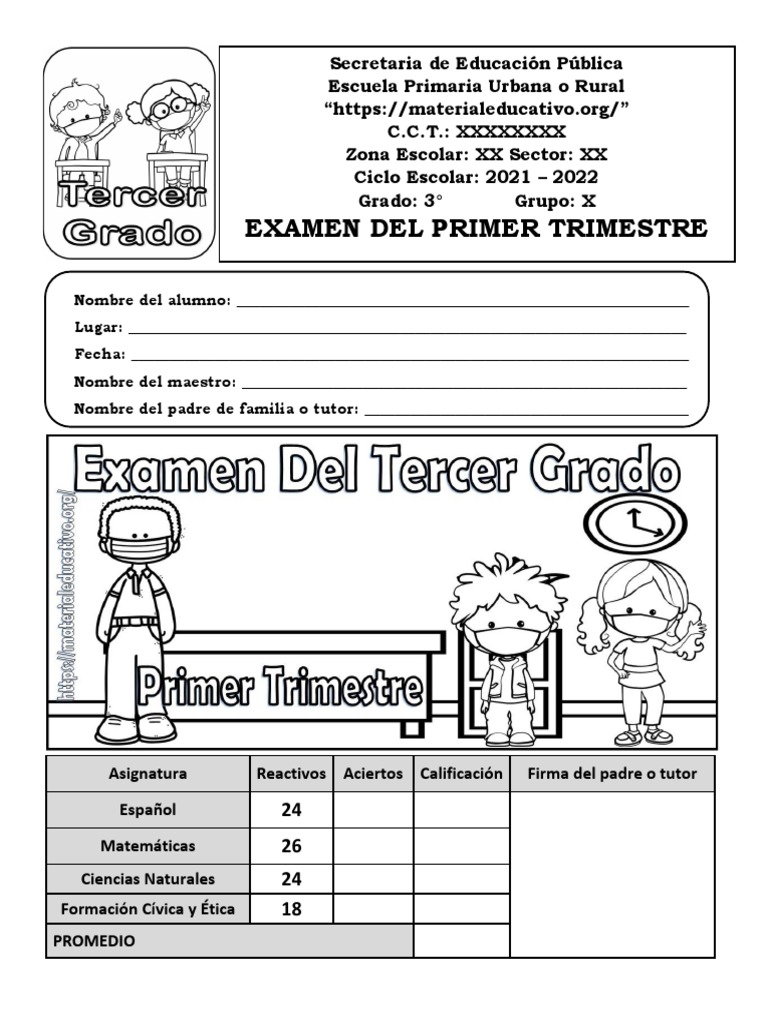 Examen de Español y Matemáticas | PDF | Educación primaria