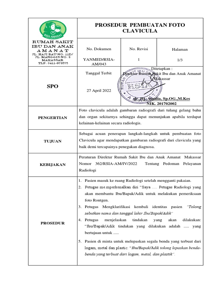 Prosedur Foto Rontgen Clavicula | PDF