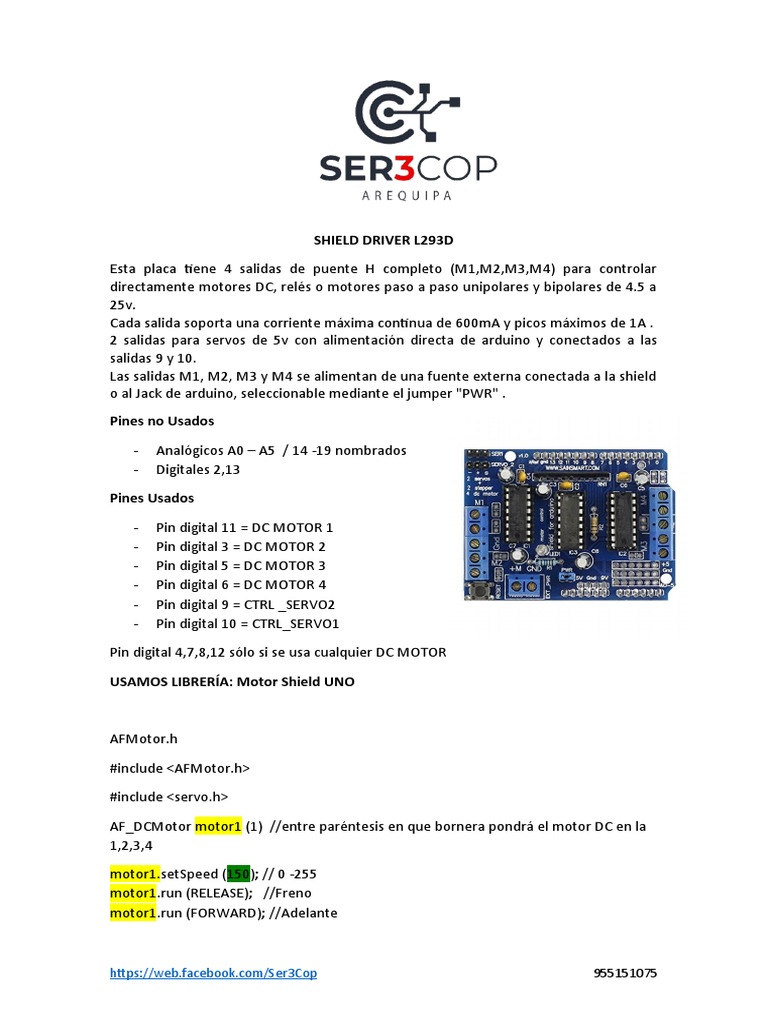 Shield Driver L293D | PDF