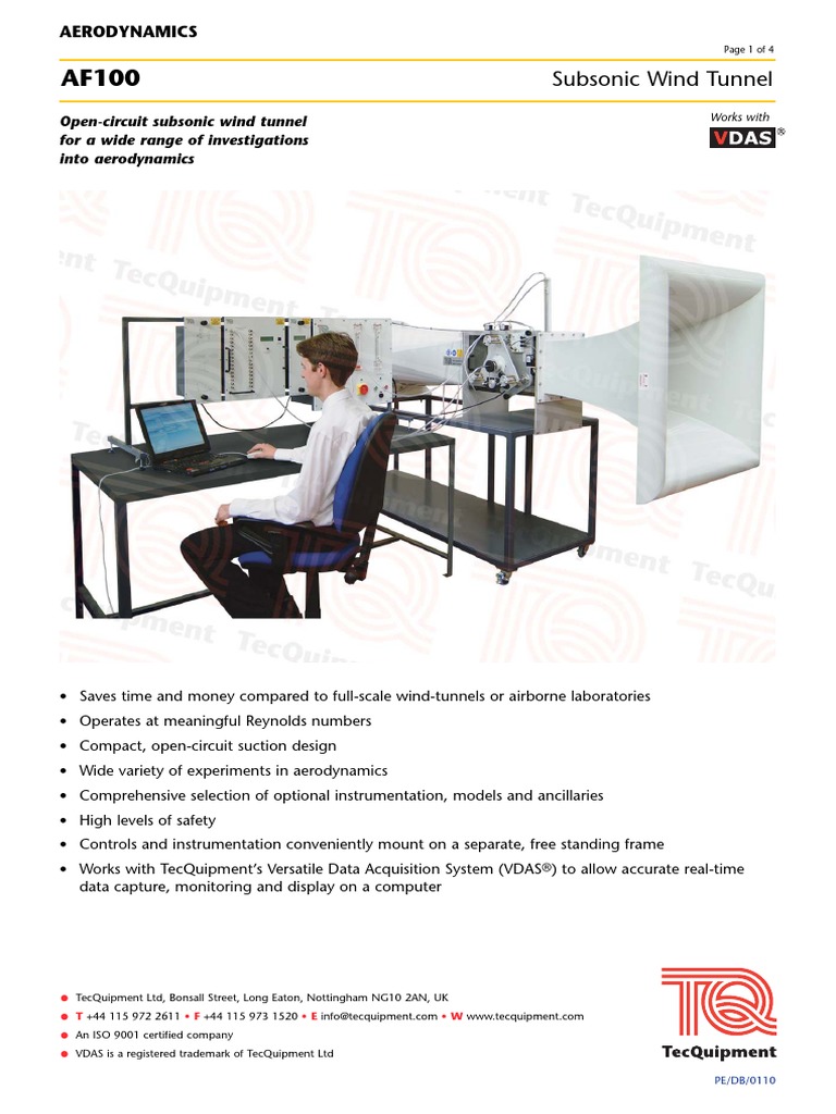 Subsonic Wind Tunnel AF100 PDF | PDF | Airfoil | Wind Tunnel