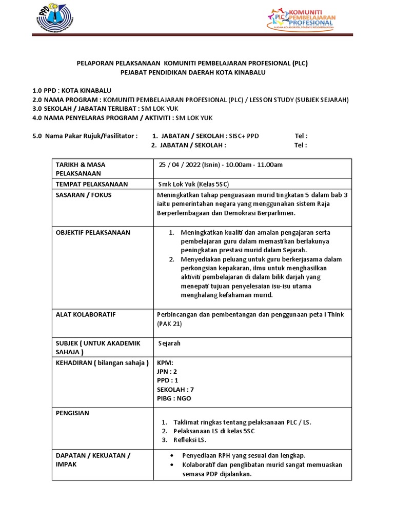 Template Pelaporan PLC 3 (Autorecovered) | PDF