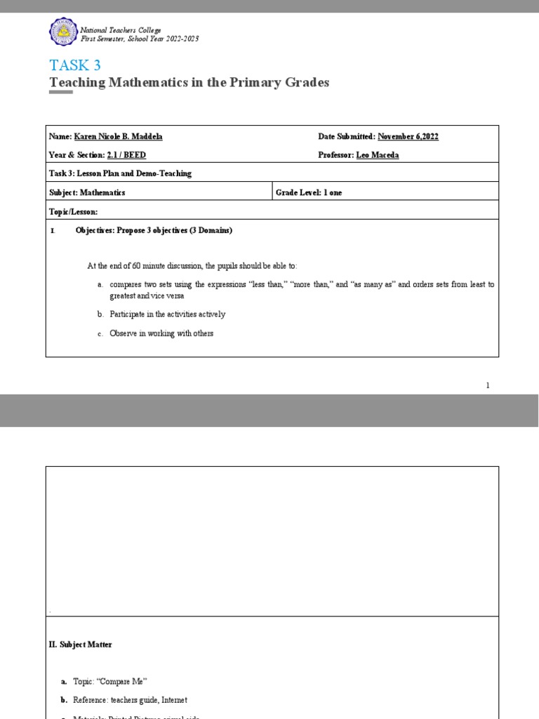 TASK 3-MATHP-Teaching Guide | PDF | Teachers | Cognition
