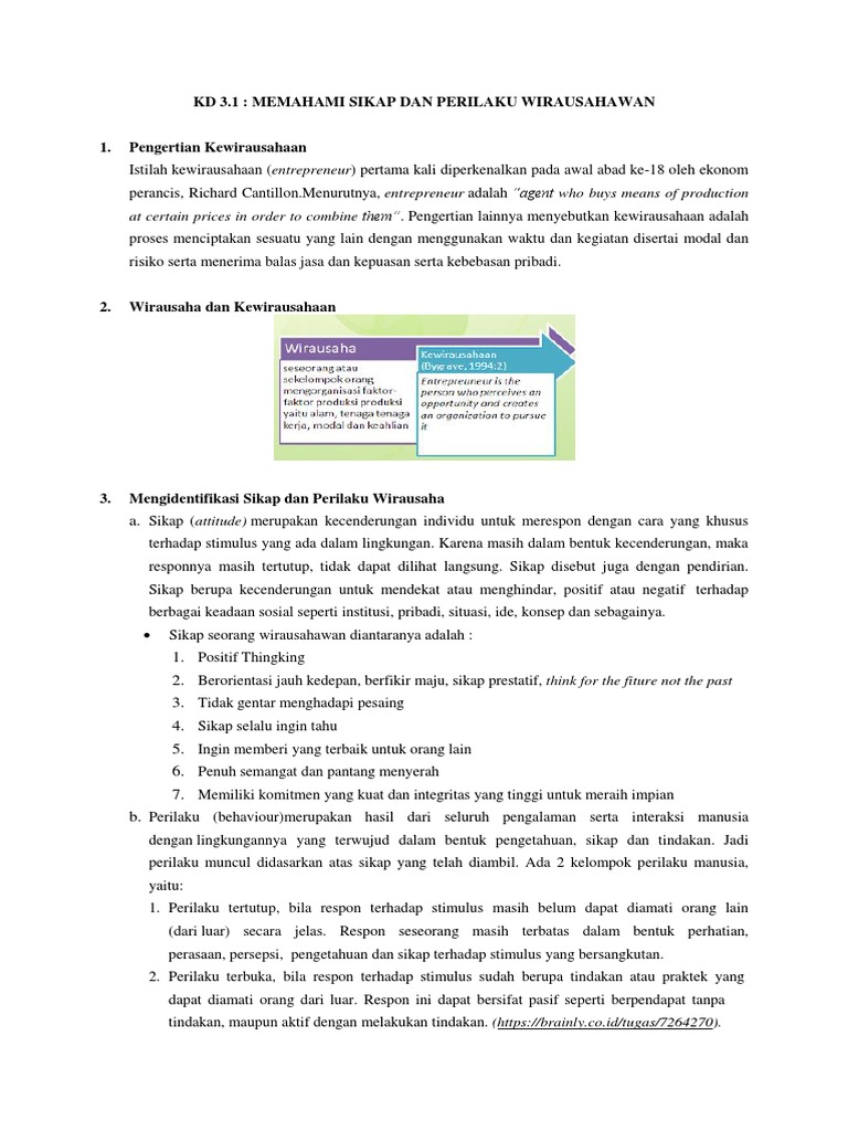 Modul Memahami Sikap Dan Perilaku Wirausaha | PDF