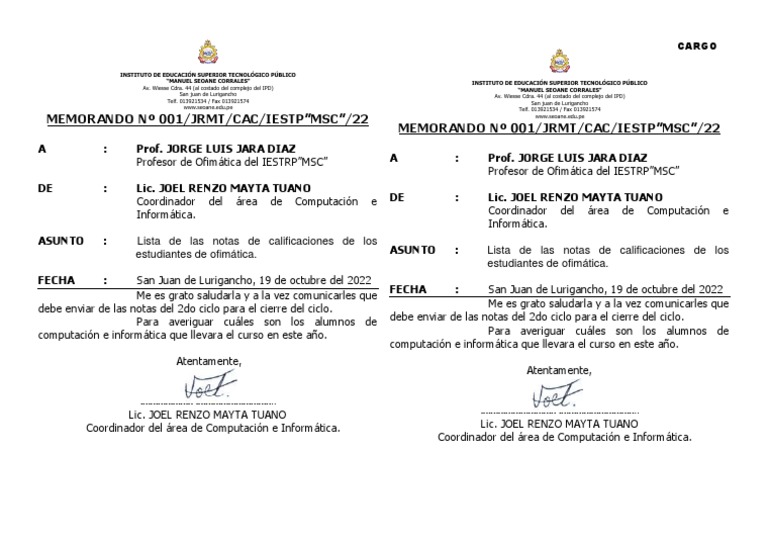 Memorando | PDF | Informática