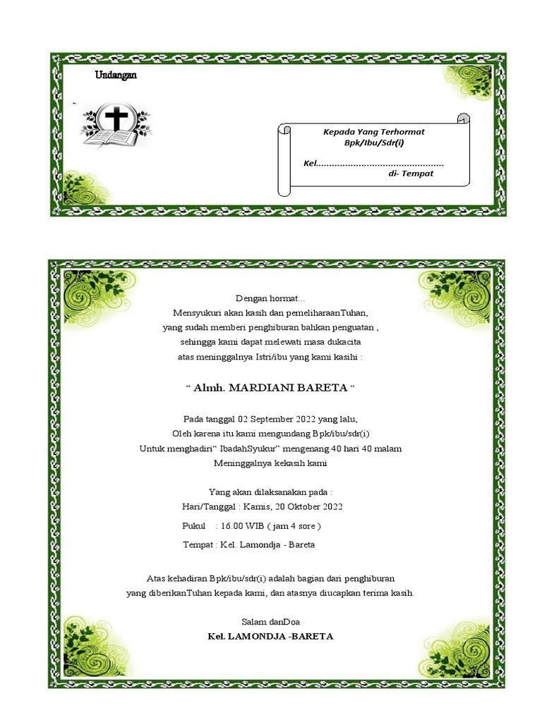 Undangan 40 Hari 40 Malam | PDF