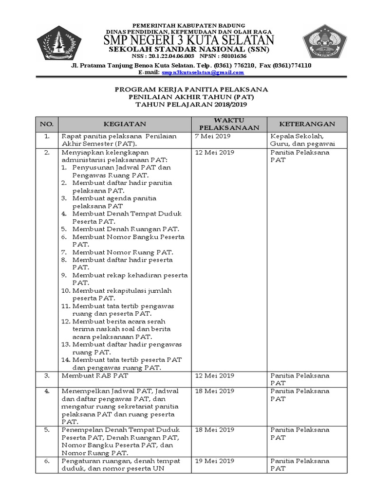 Program Kerja Panitia Pelaksana | PDF