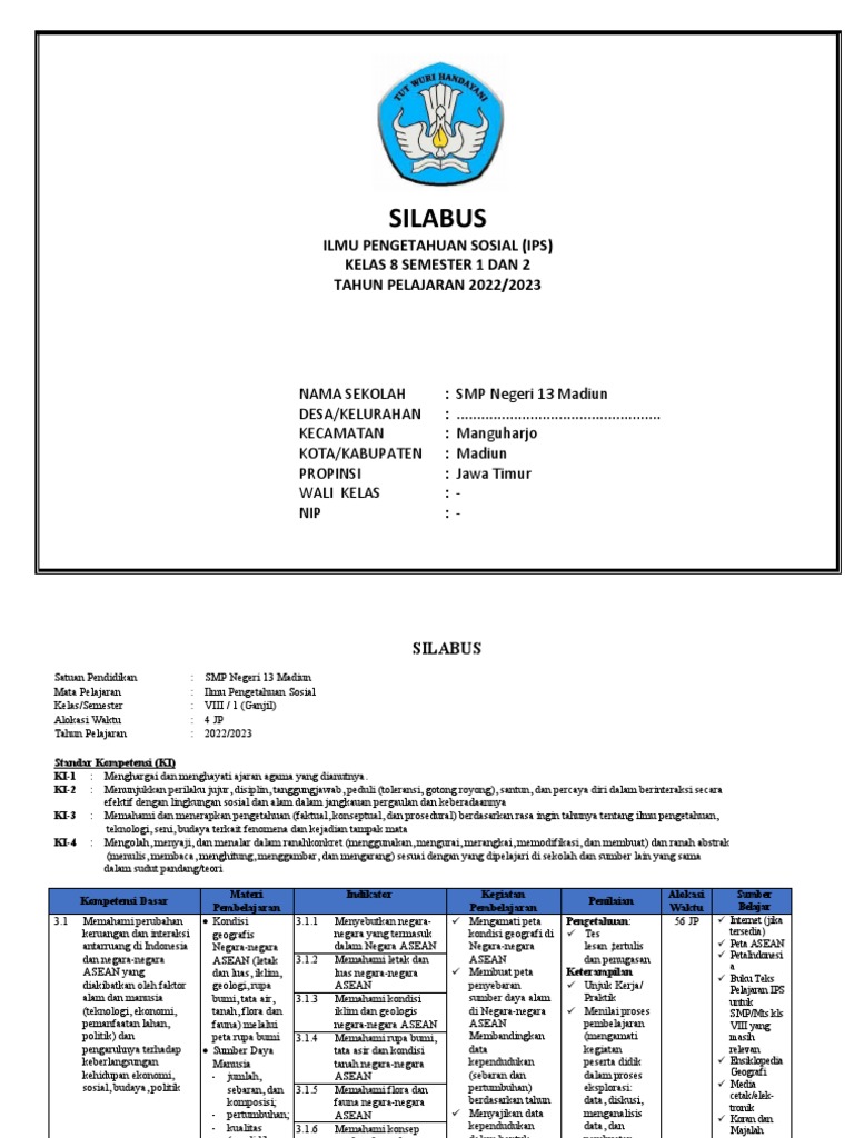 Silabus IPS Kelas 8 | PDF