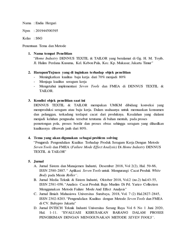 Revisi Pengajuan Tema Proposal Metoda Penelitian | PDF