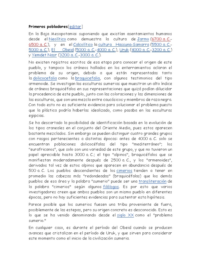 Sumerios Historia | PDF | Sumeria | Ur