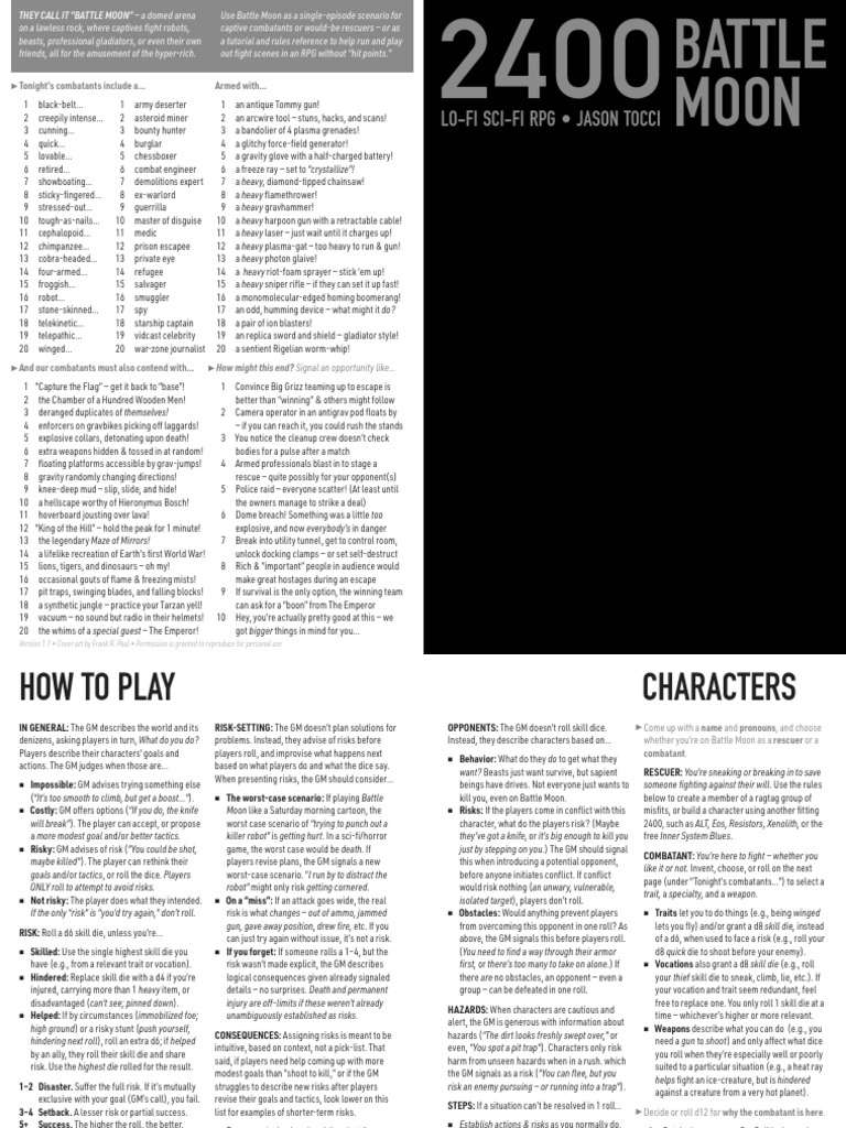 2400 Battle Moon v1.1 B&W | Download Free PDF | Risk