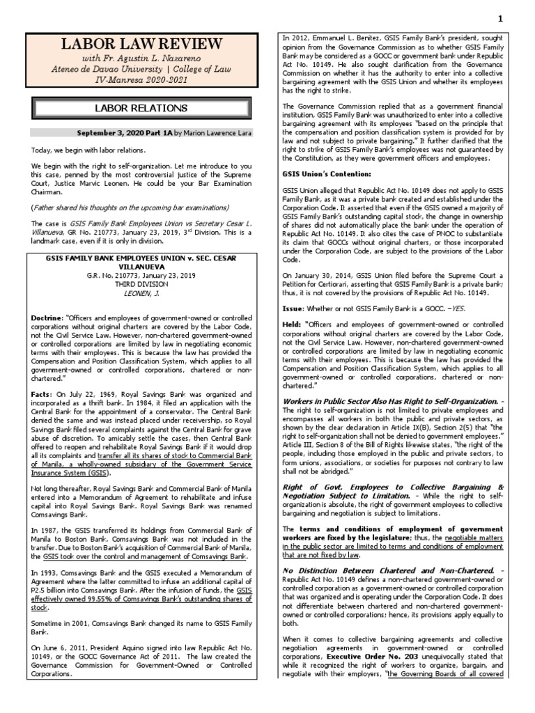 Labor Relations Review TSN 2020 | PDF | Collective Bargaining | Employment