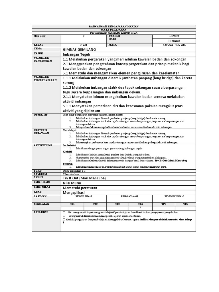 RPH m2 1 April 2022 Jumaat | PDF