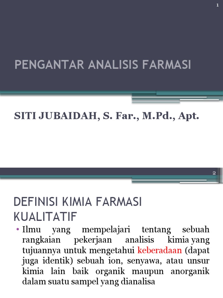 1-2. Pengantar Analisis Farmasi | PDF