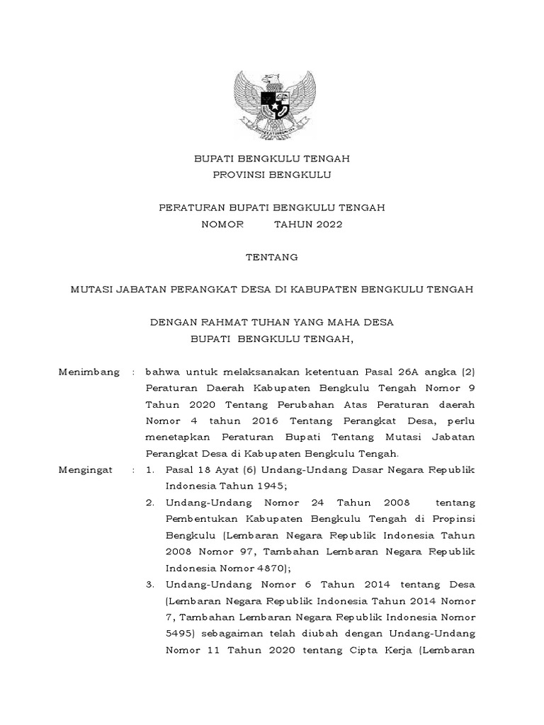 Draf 1 Perbub Mutasi Perangkat | PDF