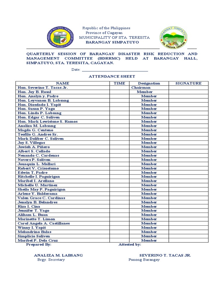 BDRRMC Quarterly Meeting Minutes | PDF
