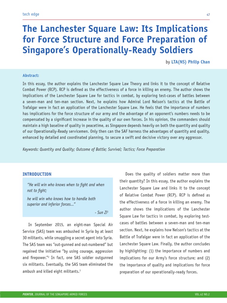 Vol42No2 - 5 Lanchester Square Law | PDF | Battle Of Trafalgar | Defense