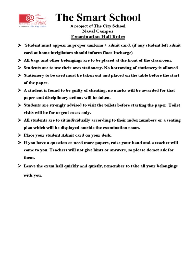 Examination Hall Rules for Students | PDF