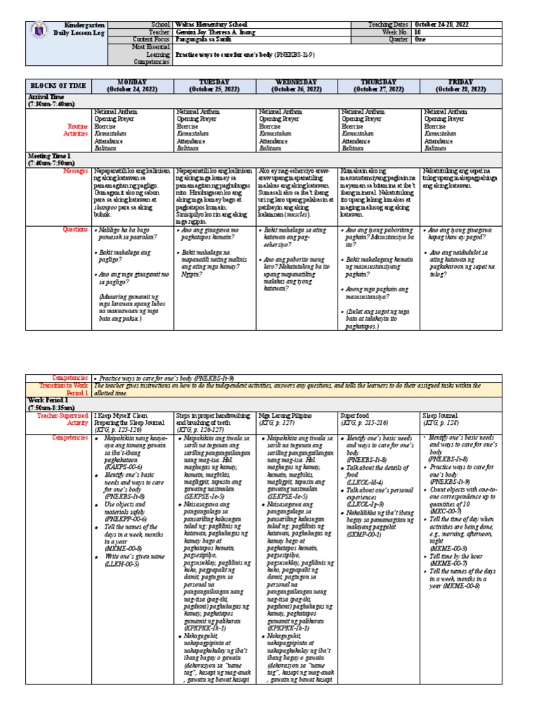 Kindergarten DLL MELC Q1 Week 10 | PDF Kindergarten DLL MELC Q1 Week 10 | PDF