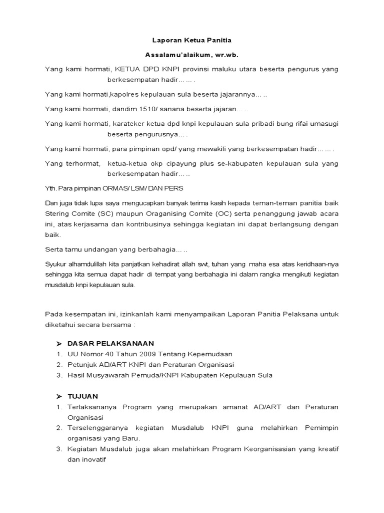 Laporan Ketua Panitia | PDF