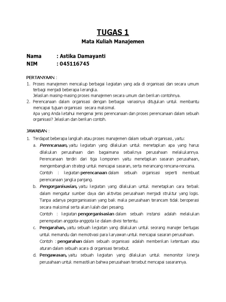 Tugas Sesi 3 Manajemen | PDF | Karier & Perkembangan