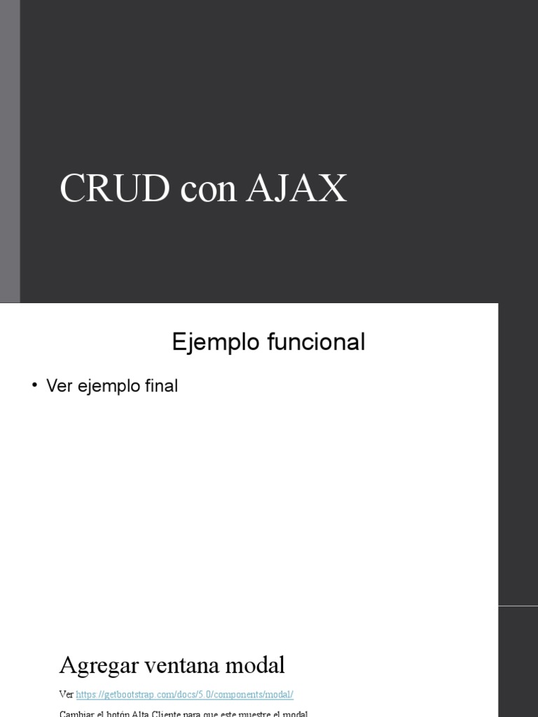 Acciones CRUD Con AJAX | PDF | Script Java | Json Acciones CRUD Con AJAX | PDF | Script Java | Json