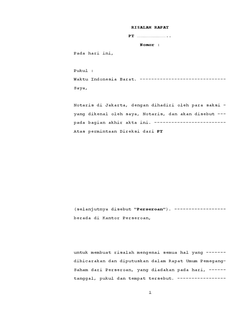 DRAFT - RUPS Perubahan Pasal 3 Dan Pengangkatan Pengurus | PDF