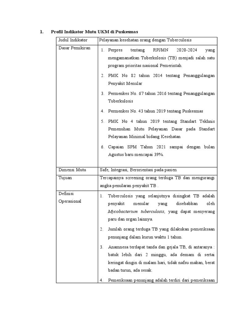 Profil Indikator Mutu UKM PKM Cimanggung | PDF