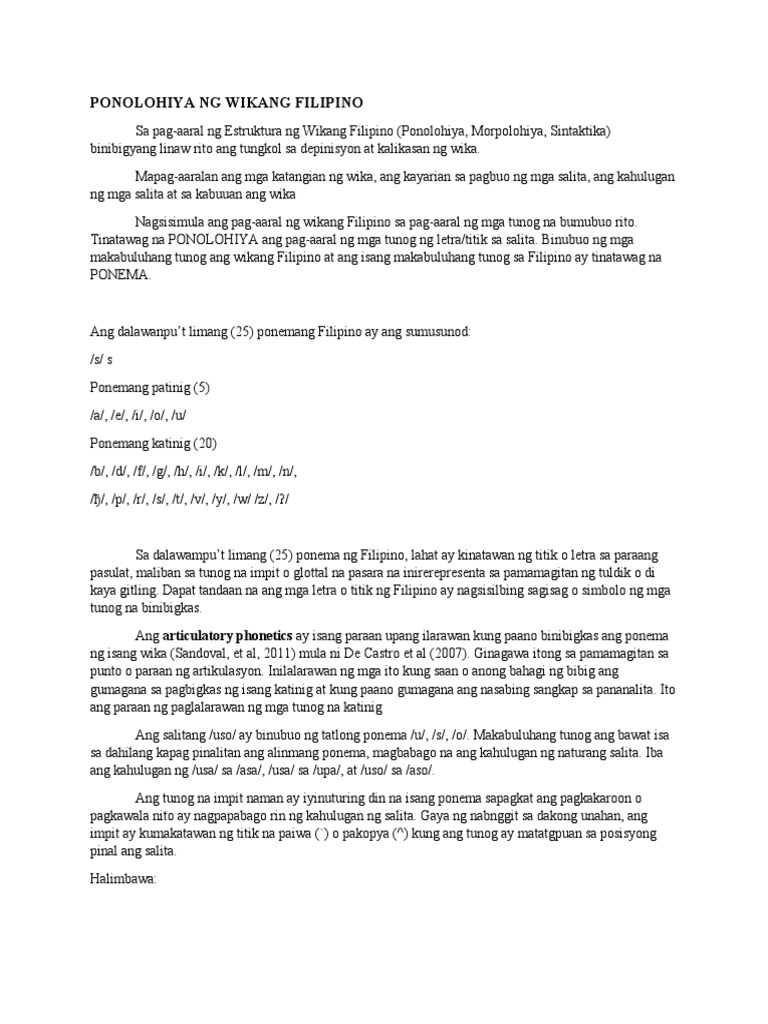 Ponolohiya NG Wikang Filipino | PDF
