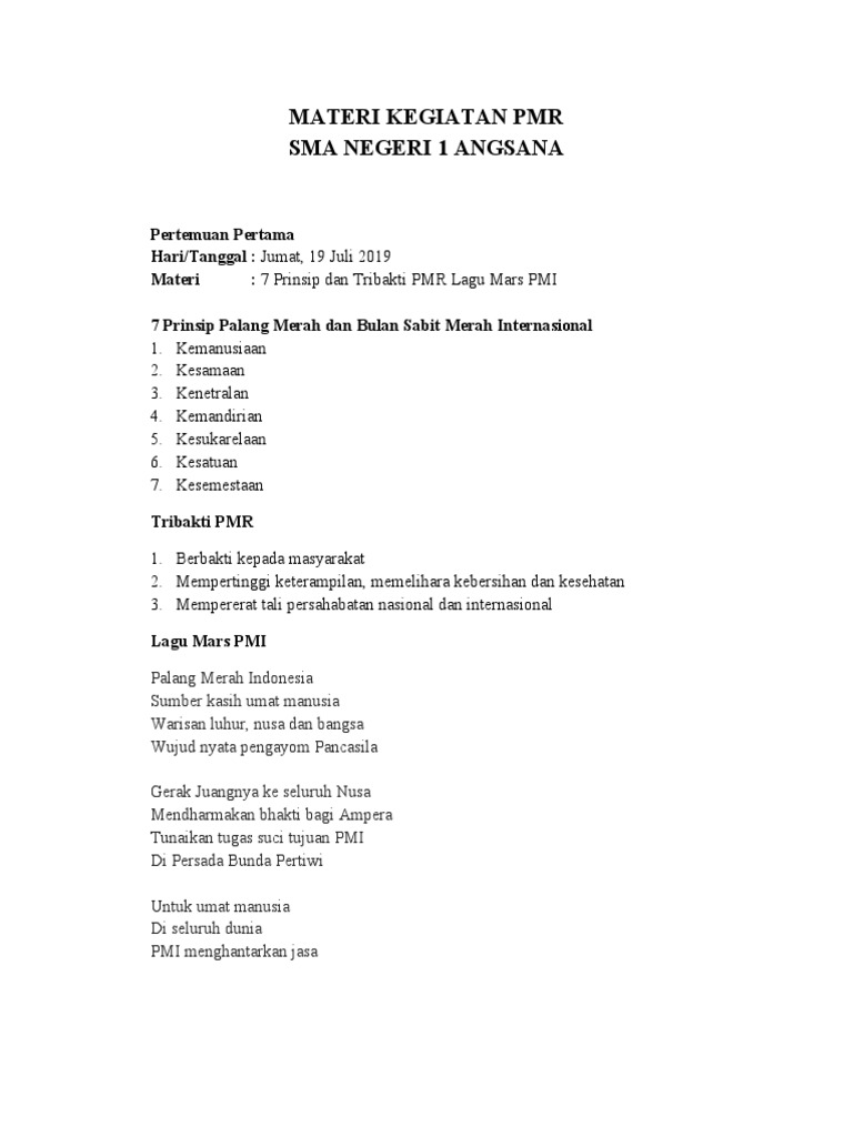 Materi Kegiatan PMR | PDF