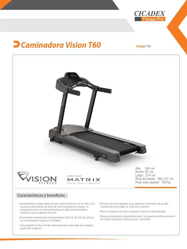 Caminadora Vision T60: Características y Beneficios | PDF