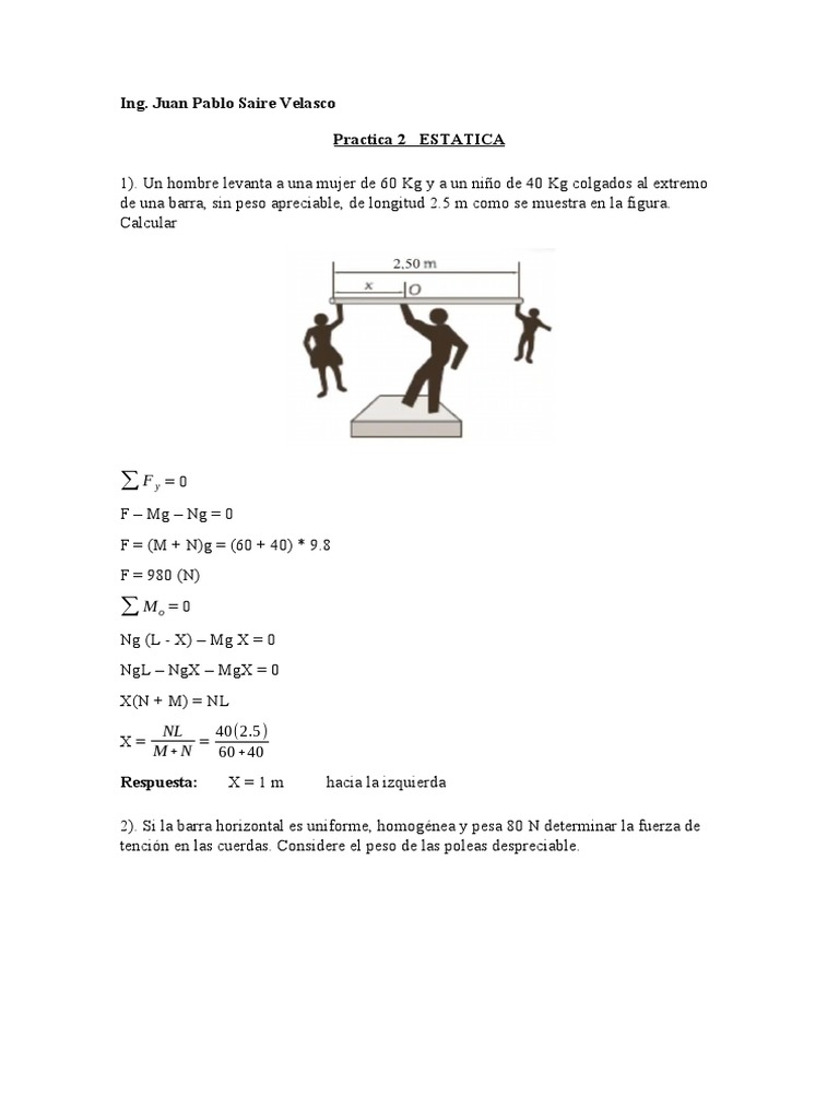 Practica 2 ESTATICA | PDF | Cantidades fisicas | Ingeniería mecánica