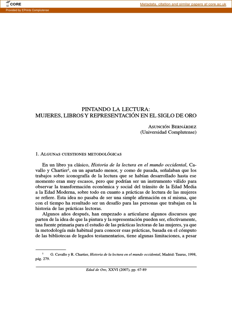 Pintando La Lectura: Mujeres, Libros Y Representación en El Siglo de ...