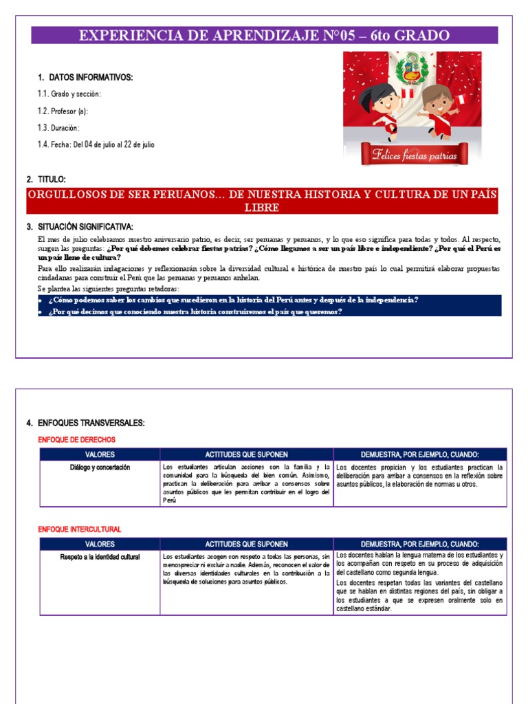 6° Grado - Experiencia de Aprendizaje N°05 | PDF | Números | Geometría