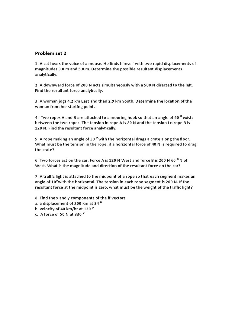 Problem Set 2 | Download Free PDF | Euclidean Vector | Force